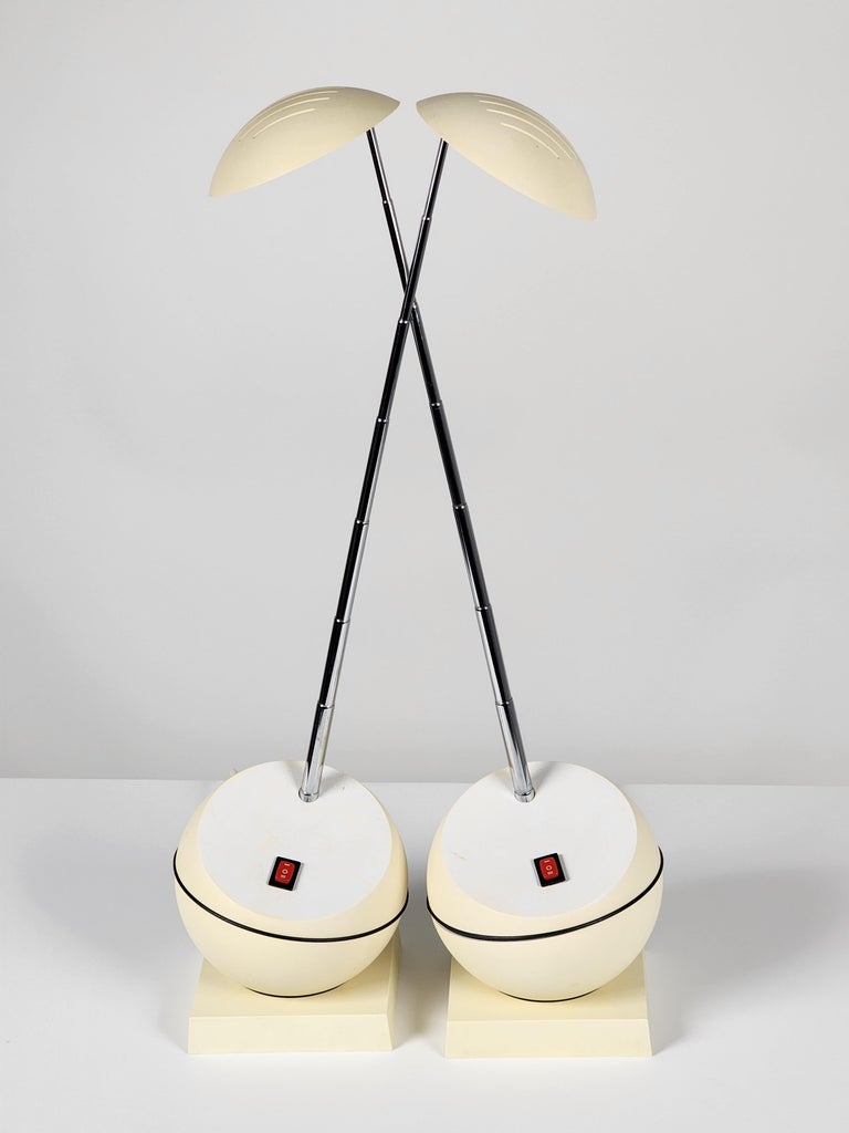 1980s Pair of Telescopic Halogen Table Lamp, Italy For Sale at 1stDibs