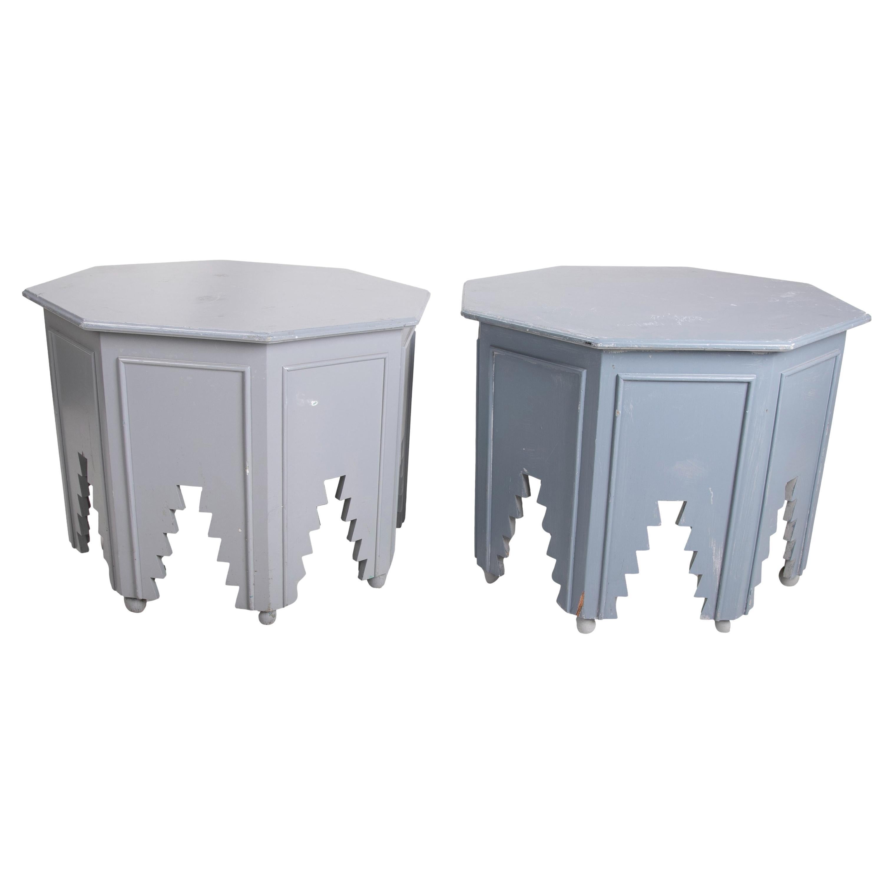 Wooden Side Table with Arabic Style Inlays For Sale at 1stDibs