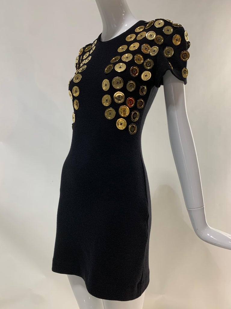 1980s Patrick Kelly Black Mini Dress w/ Trompe L'Oeil Bolero Of Gold ...