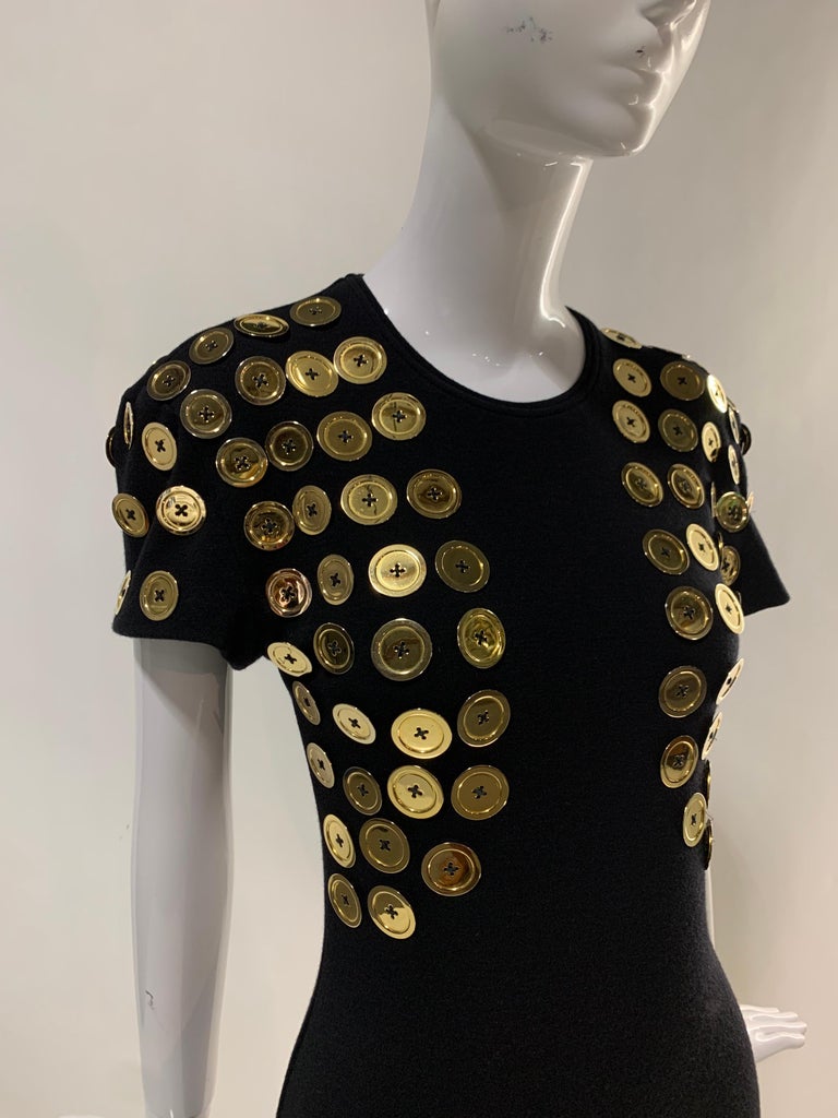 1980s Patrick Kelly Black Mini Dress w/ Trompe L'Oeil Bolero Of Gold ...