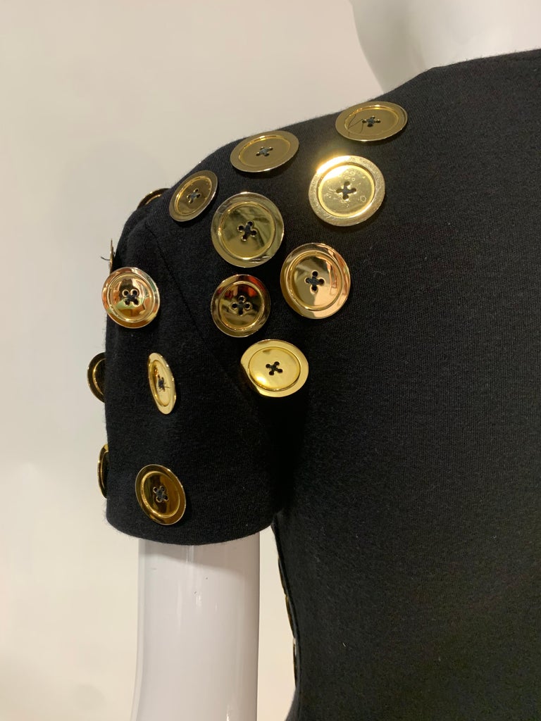 1980s Patrick Kelly Black Mini Dress w/ Trompe L'Oeil Bolero Of Gold ...