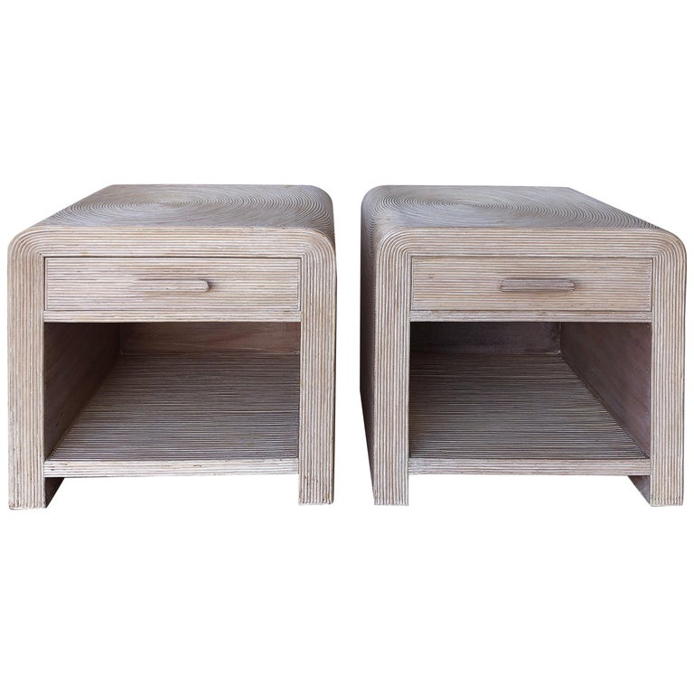 1980s Pencil Reed Nightstands, a Pair For Sale at 1stDibs
