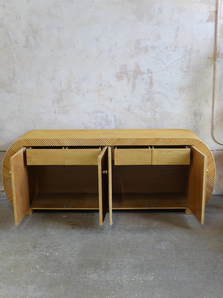 1980s Pencil Reed Rattan Waterfall Sideboard For Sale at 1stDibs