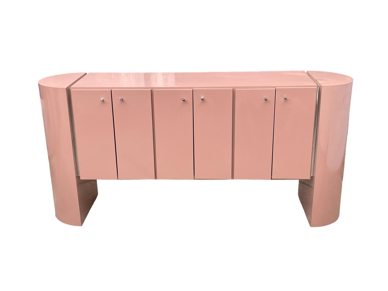 1980s Pink Karl Springer Style Rounded Credenza Sideboard at 1stDibs ...