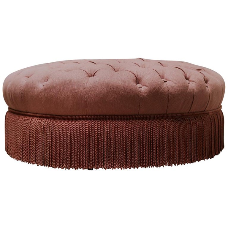 1980s Pink Tufted Ottoman/Coffee Table/Pouf at 1stDibs