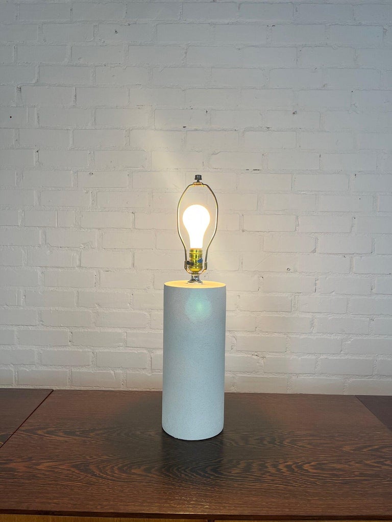 1980s Plaster Speckled Cylinder Table Lamp 'No Shade' For Sale at 1stDibs