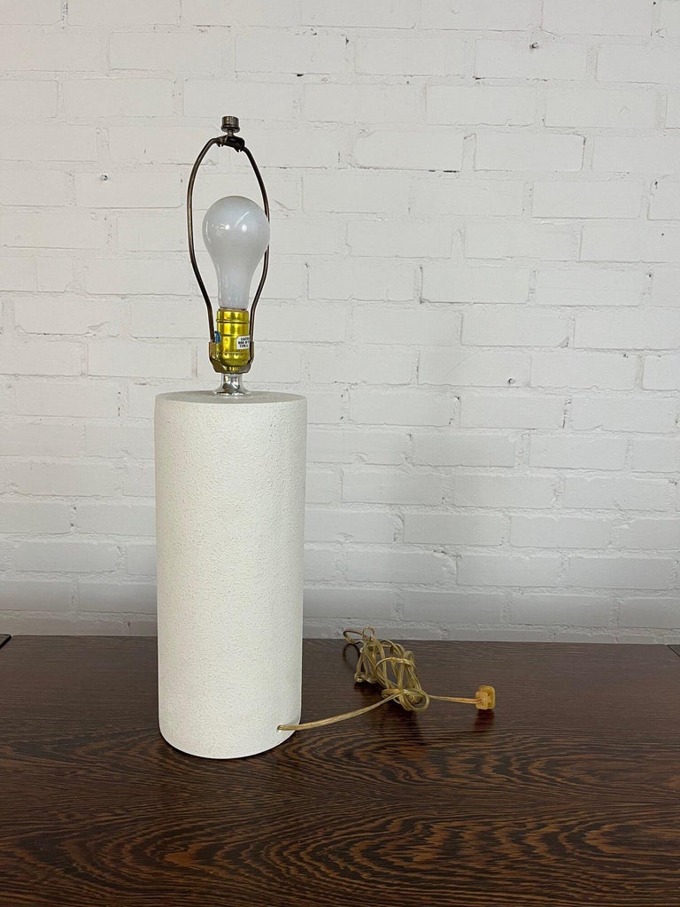 1980s Plaster Speckled Cylinder Table Lamp 'No Shade' For Sale at 1stDibs