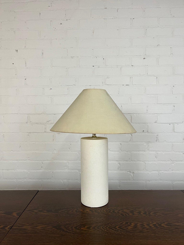 1980s Plaster Speckled Cylinder Table Lamp 'No Shade' For Sale at 1stDibs