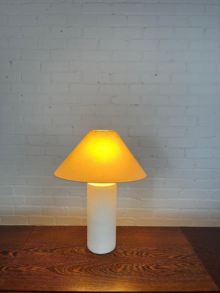 1980s Plaster Speckled Cylinder Table Lamp 'No Shade' For Sale at 1stDibs