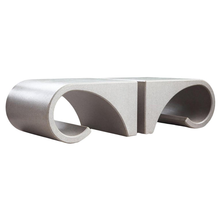 1980s Post Modern Geometric Scroll End Tables in the Manner of Karl ...