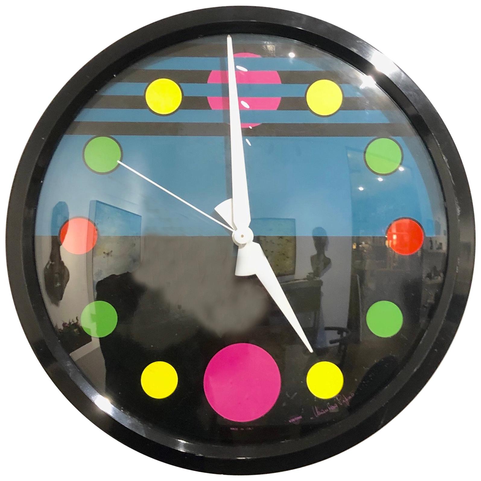 1980s Postmodern Memphis Era Italian Wall Clock by Virtime Signed at ...