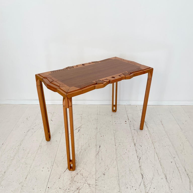 1980s Post Modern Sculptural Console Table in Pine Style of Rudolf ...