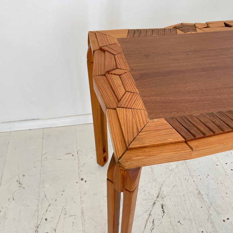 1980s Post Modern Sculptural Console Table in Pine Style of Rudolf ...