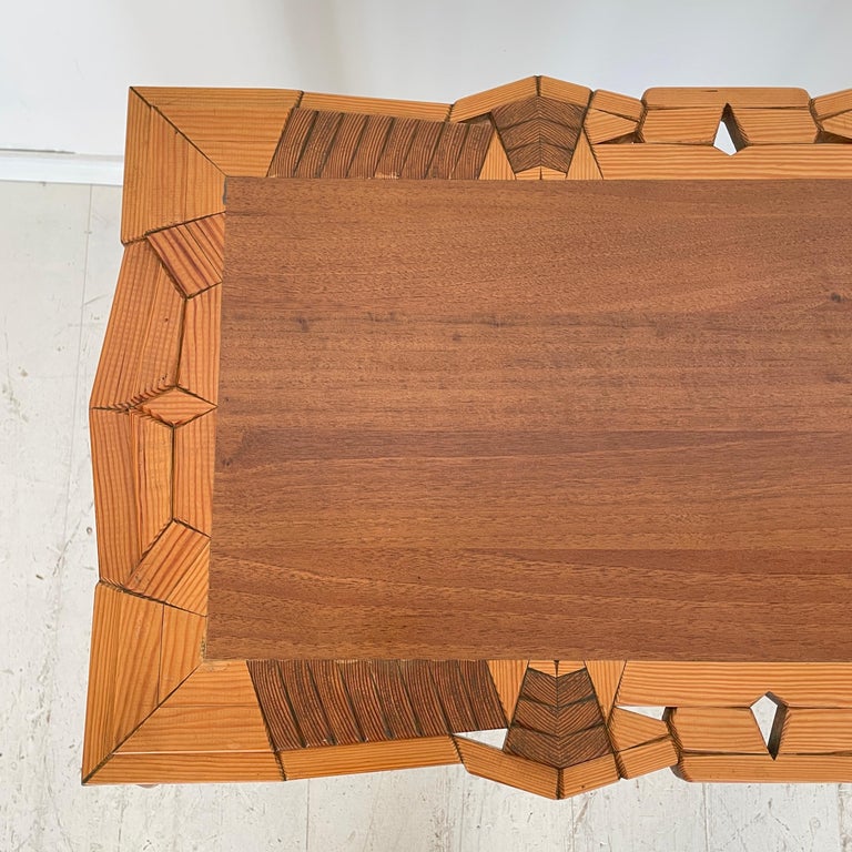 1980s Post Modern Sculptural Console Table in Pine Style of Rudolf ...