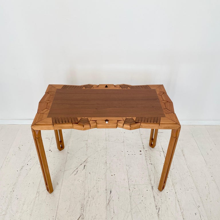1980s Post Modern Sculptural Console Table in Pine Style of Rudolf ...