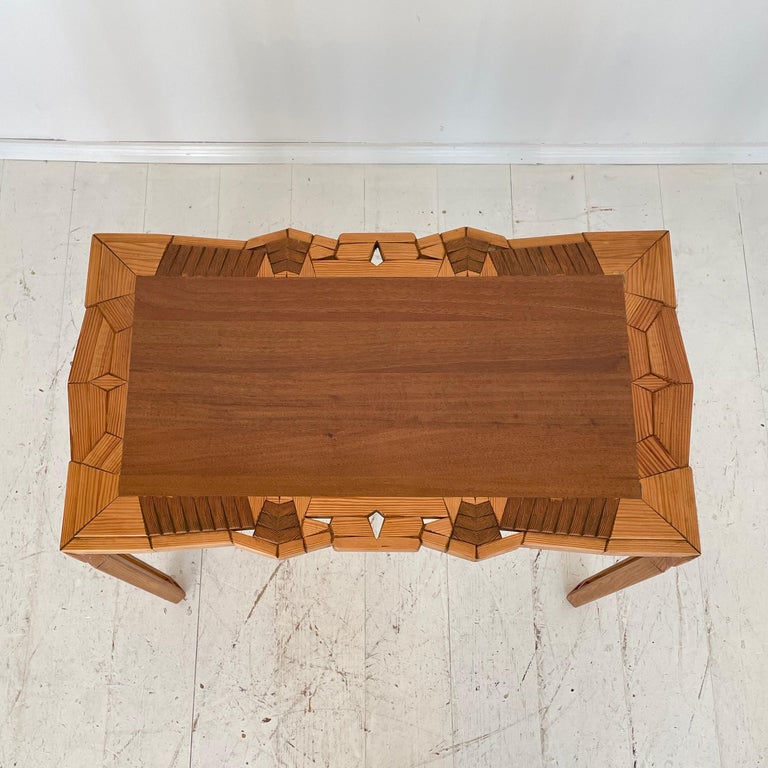 1980s Post Modern Sculptural Console Table in Pine Style of Rudolf ...