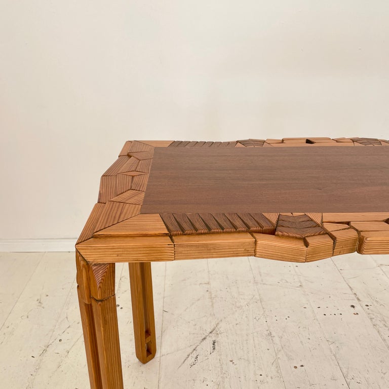 1980s Post Modern Sculptural Console Table in Pine Style of Rudolf ...