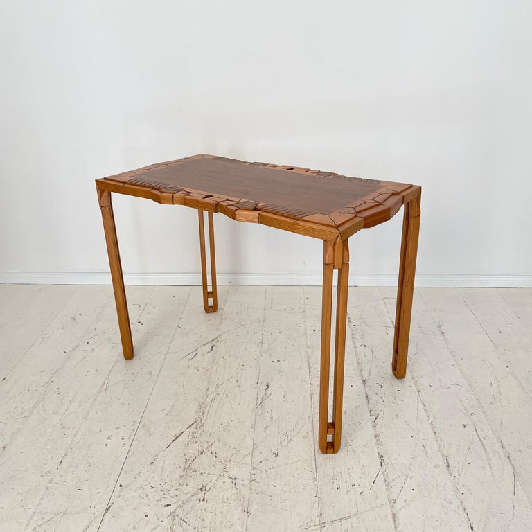 1980s Post Modern Sculptural Console Table in Pine Style of Rudolf ...