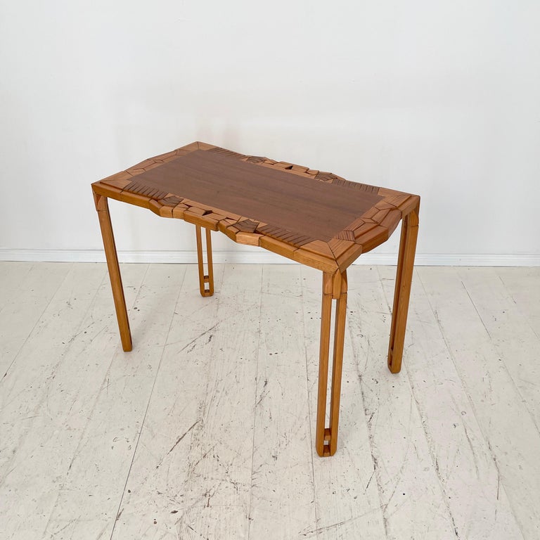 1980s Post Modern Sculptural Console Table in Pine Style of Rudolf ...