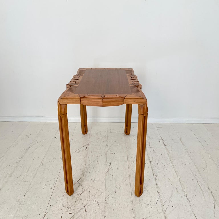 1980s Post Modern Sculptural Console Table in Pine Style of Rudolf ...