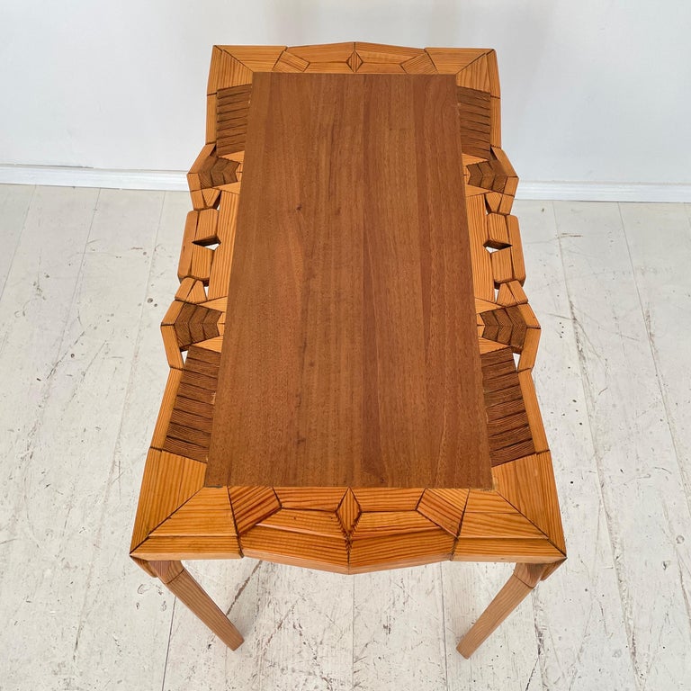 1980s Post Modern Sculptural Console Table in Pine Style of Rudolf ...