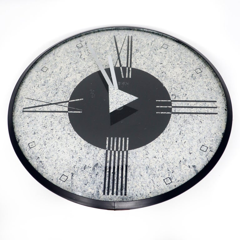 1980s Postmodern Wall Clock by Empire Arts For Sale at 1stDibs
