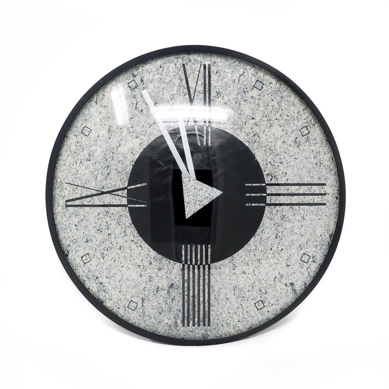 1980s Postmodern Wall Clock by Empire Arts For Sale at 1stDibs