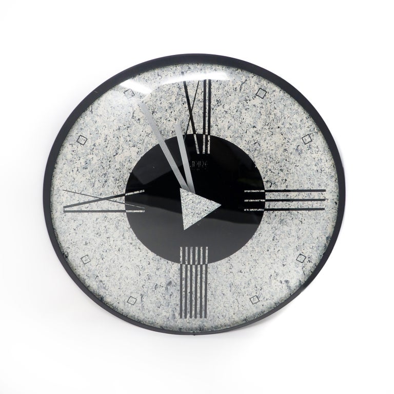 1980s Postmodern Wall Clock by Empire Arts For Sale at 1stDibs