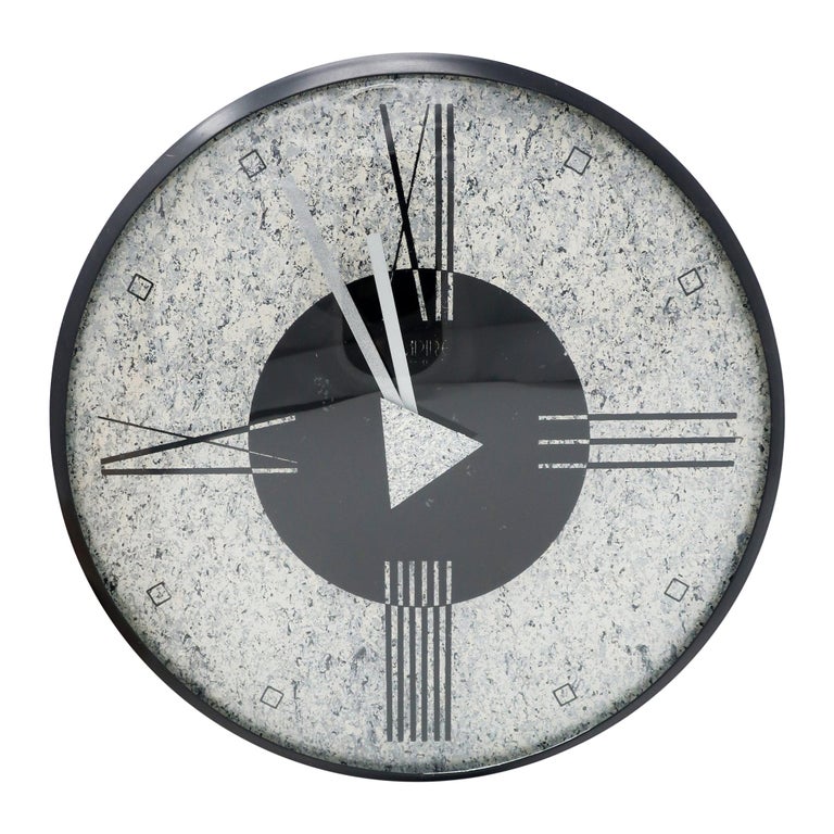 1980s Postmodern Wall Clock by Empire Arts For Sale at 1stDibs