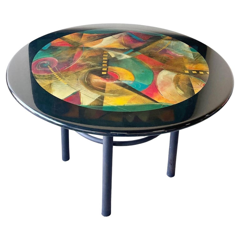 1980s Postmodern Abstract Acrylic Lacquer Dining Table by Empire Art ...