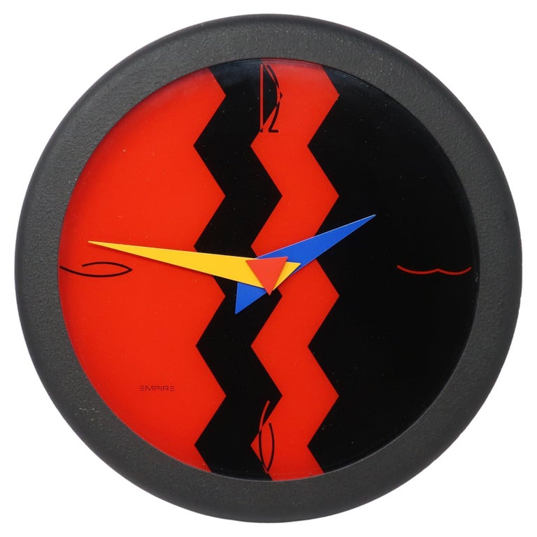 1980s Postmodern Black Empire Art Products Clock For Sale at 1stDibs