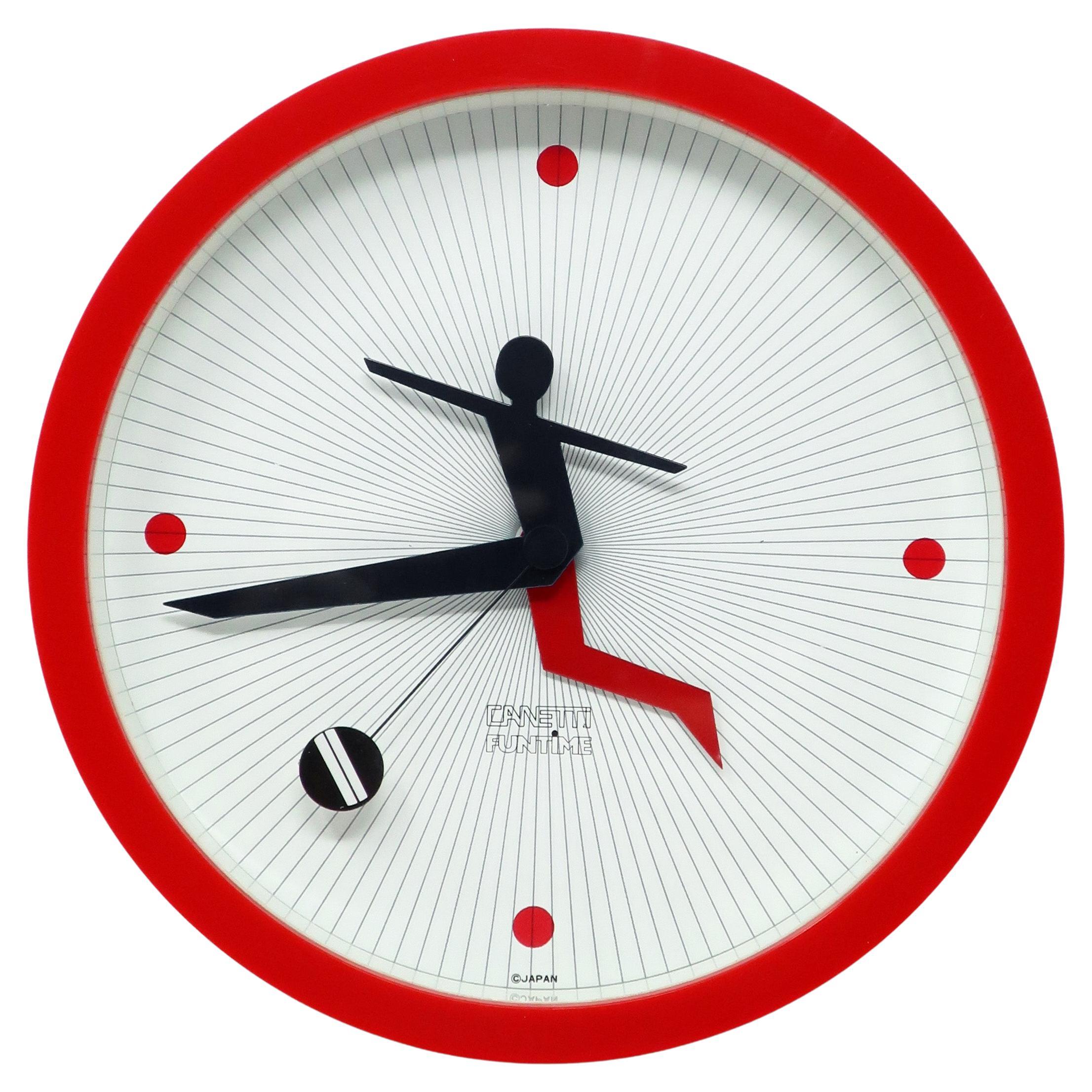 1980s Postmodern Canetti Black Wall Clock at 1stDibs | modern times clock