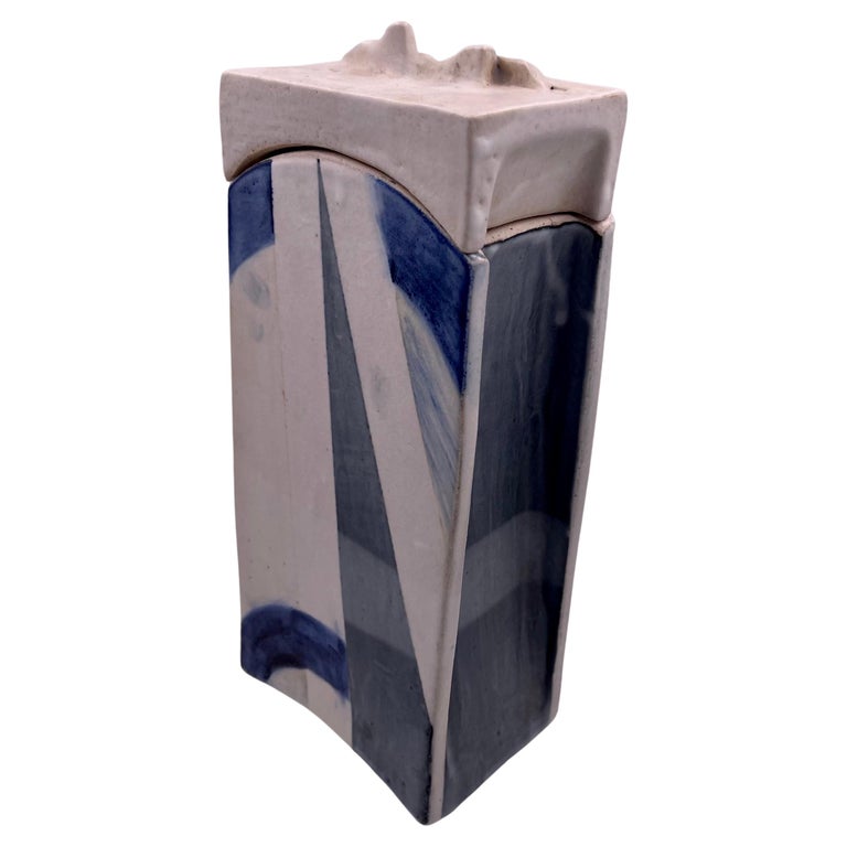 1980's, Postmodern Ceramic Box with Lid Signed SB For Sale at 1stDibs