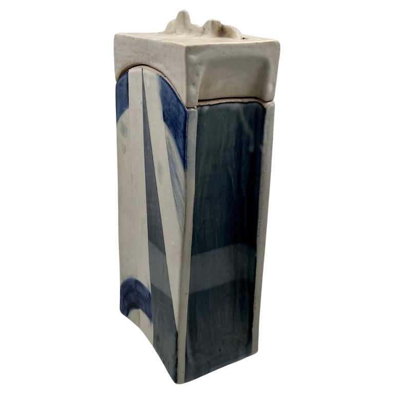 1980's, Postmodern Ceramic Box with Lid Signed SB For Sale at 1stDibs