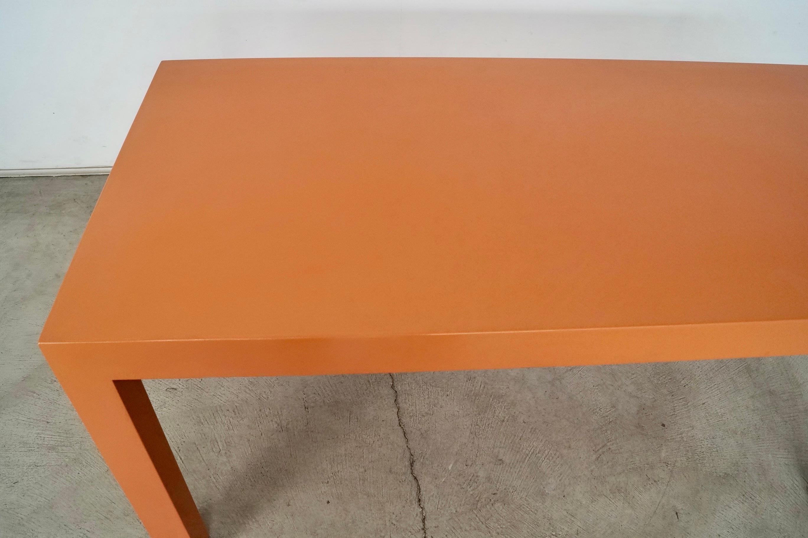 1980's Postmodern Coral Lacquered Parsons Dining Table For Sale at 1stDibs