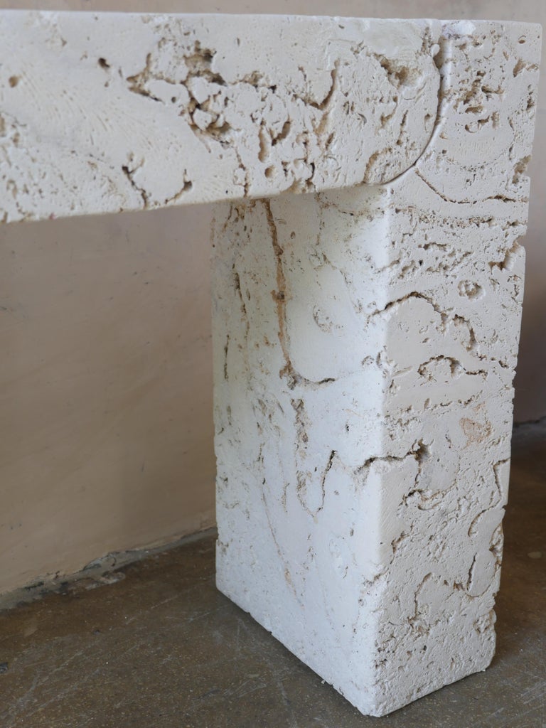 1980s Postmodern Coral Stone Console Table For Sale at 1stDibs