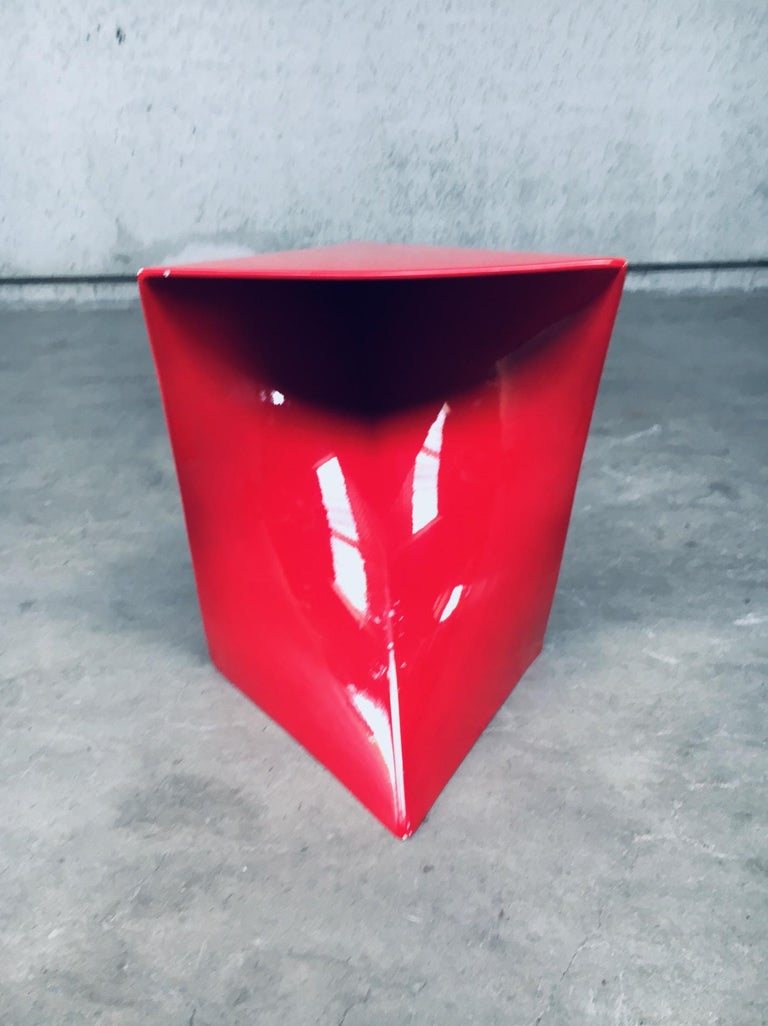 1980's Postmodern Design Origami Red Fiberglass Stool or Side Table For ...