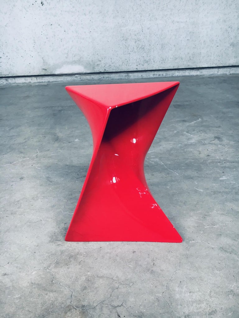 1980's Postmodern Design Origami Red Fiberglass Stool or Side Table For ...