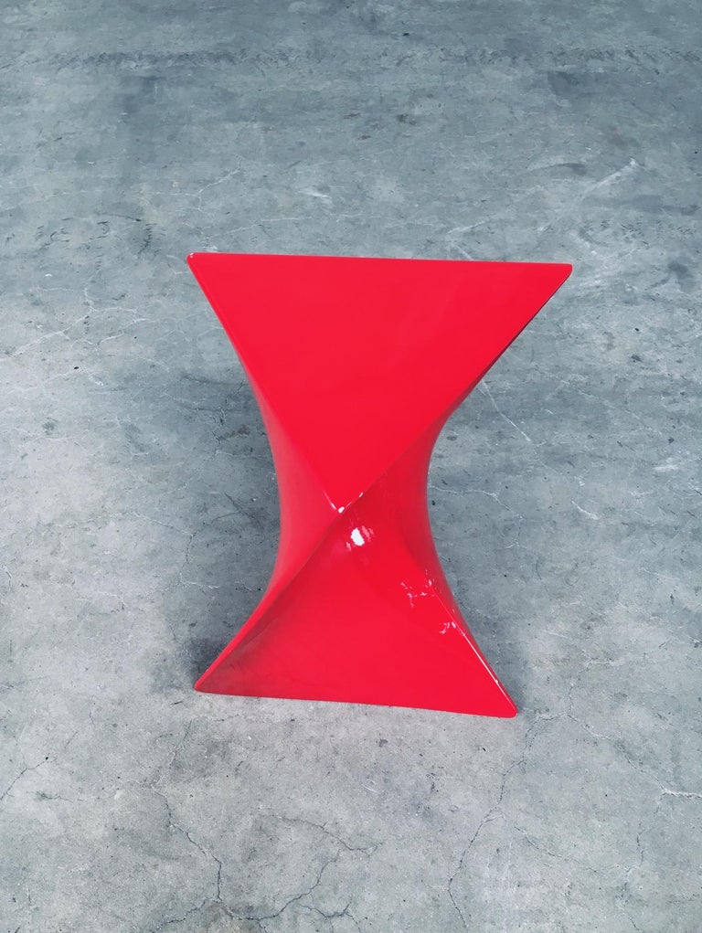 1980's Postmodern Design Origami Red Fiberglass Stool or Side Table For ...