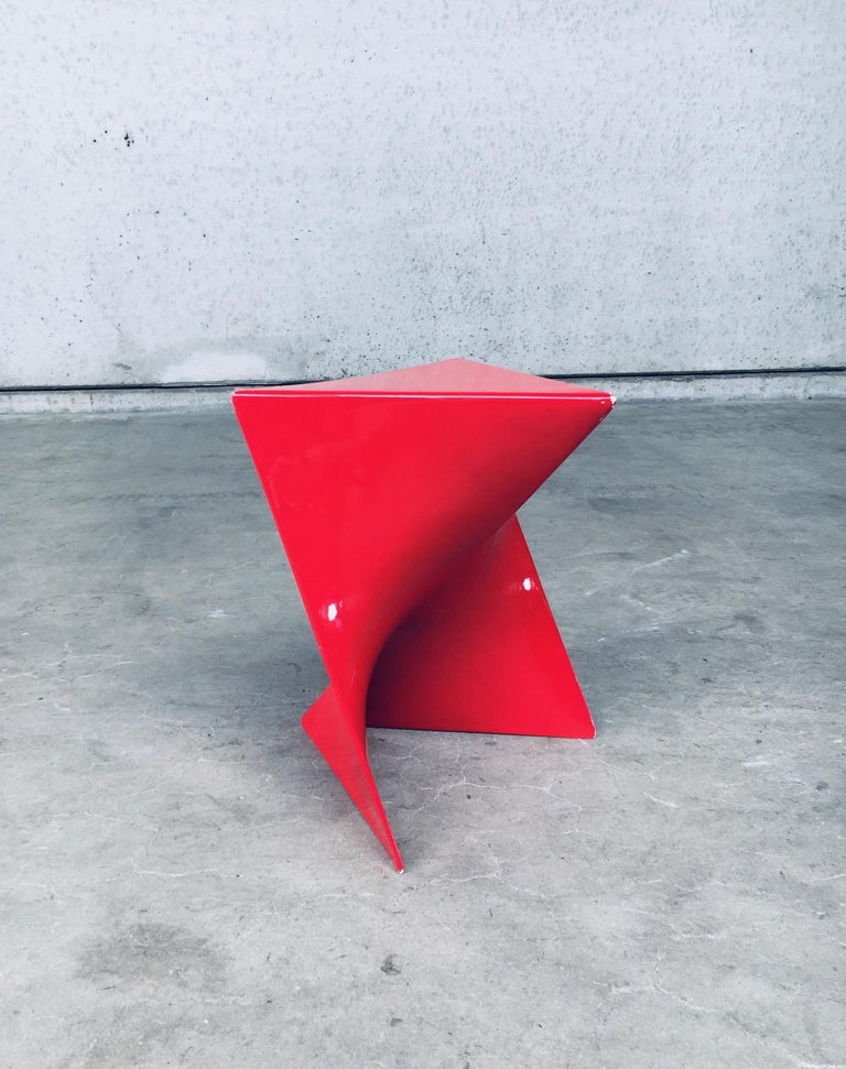 1980's Postmodern Design Origami Red Fiberglass Stool or Side Table For ...