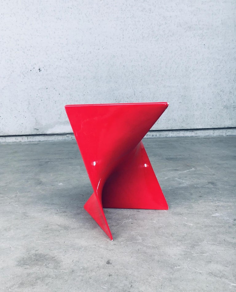 1980's Postmodern Design Origami Red Fiberglass Stool or Side Table For ...