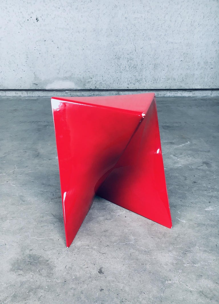 1980's Postmodern Design Origami Red Fiberglass Stool or Side Table For ...