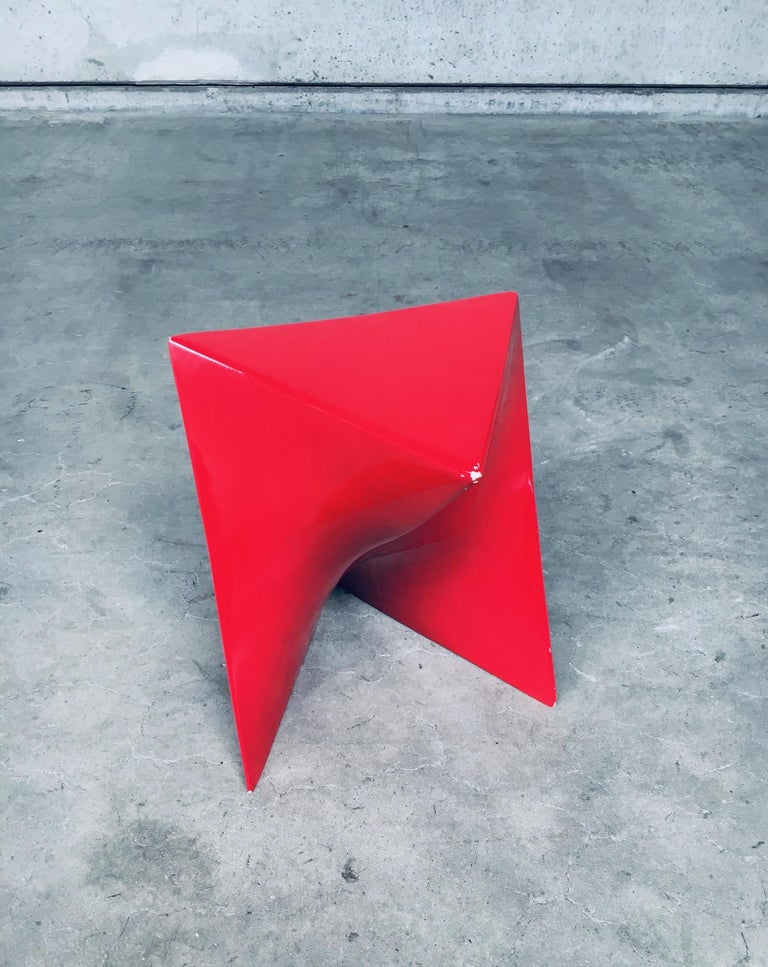 1980's Postmodern Design Origami Red Fiberglass Stool or Side Table For ...