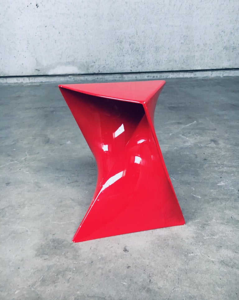 1980's Postmodern Design Origami Red Fiberglass Stool or Side Table For ...