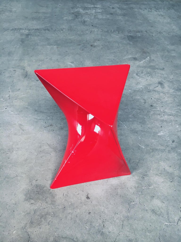 1980's Postmodern Design Origami Red Fiberglass Stool or Side Table For ...