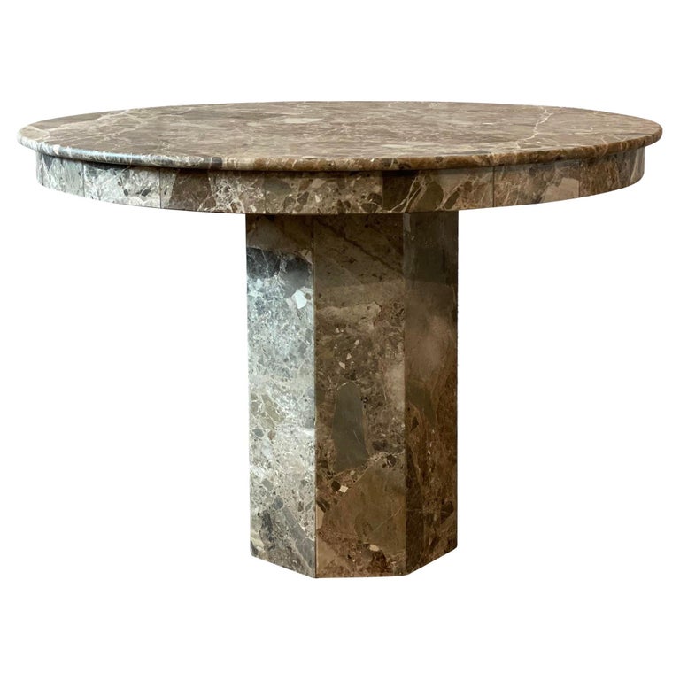 1980s Postmodern Emperado Round Marble Dining Table For Sale at 1stDibs