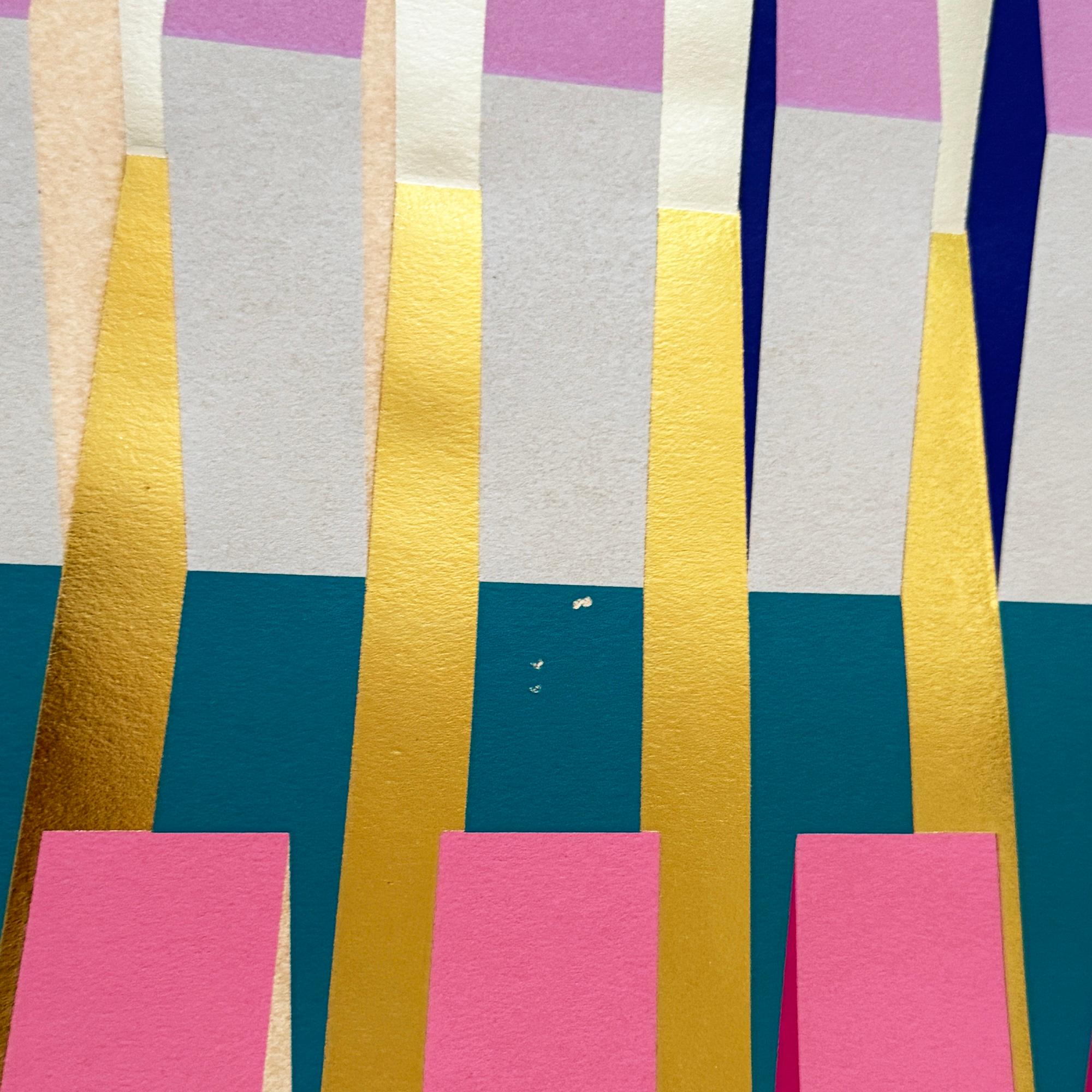 1980s Postmodern Geometric Screenprint with Foil by Thomas Gross For ...
