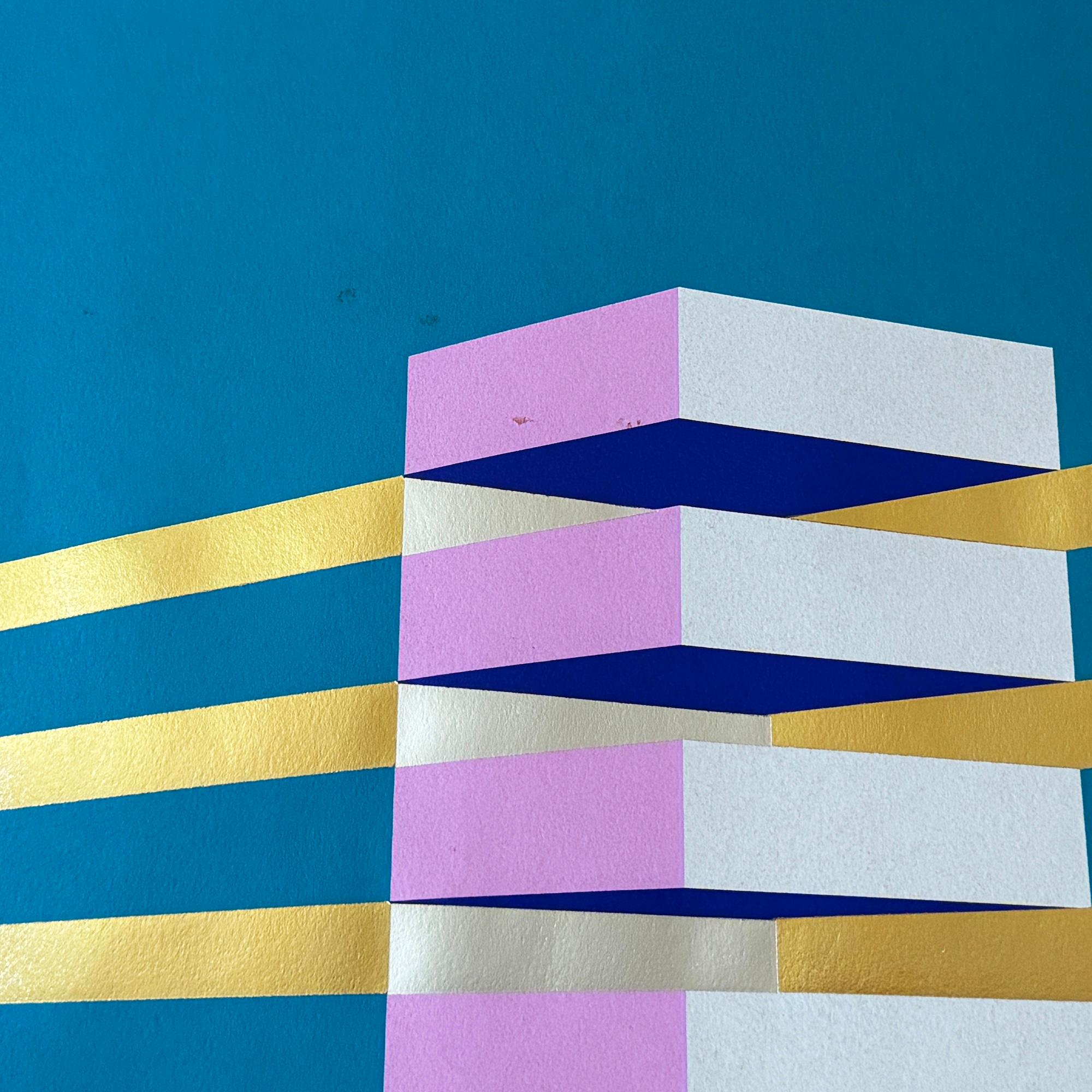 1980s Postmodern Geometric Screenprint with Foil by Thomas Gross For ...