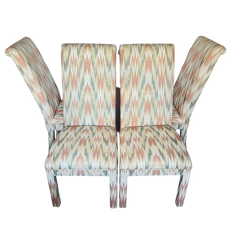 1980s Postmodern High Back Parsons Chairs, Set of 4 For Sale at 1stDibs