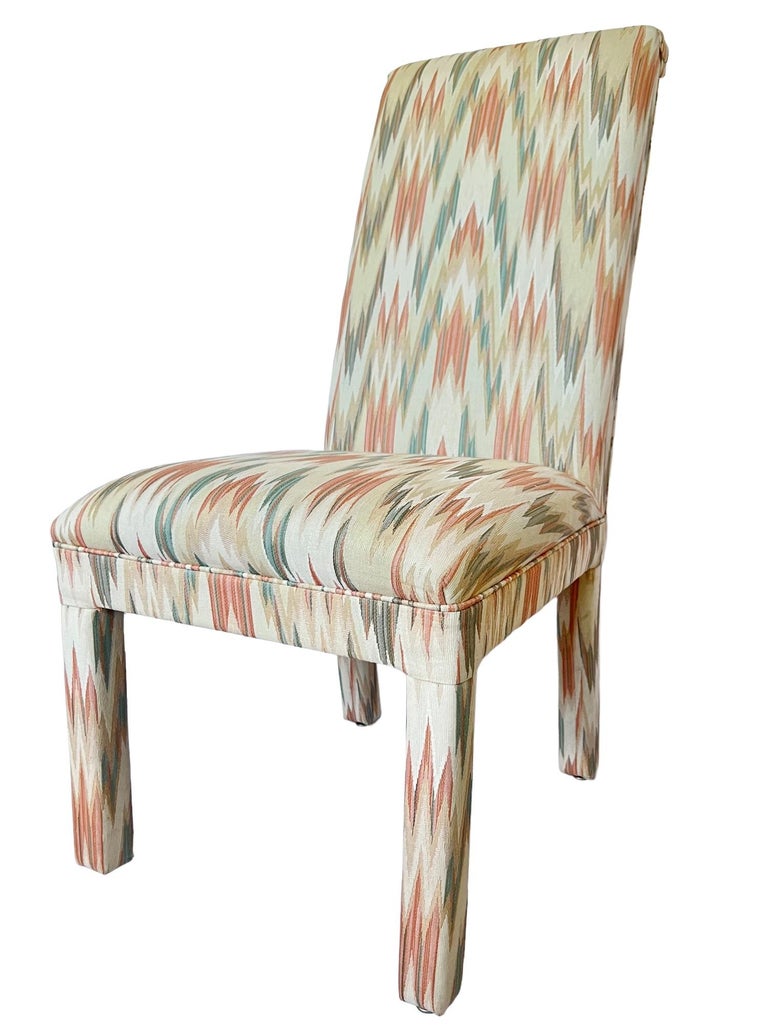 1980s Postmodern High Back Parsons Chairs, Set of 4 For Sale at 1stDibs